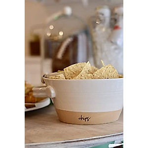 Mud Pie Stoneware Set, chips 5" x 10" dia | dip 2" x 4" dia, White