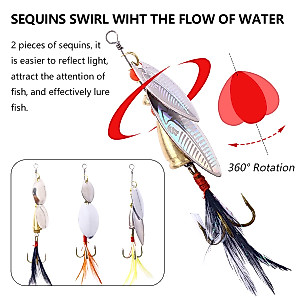 HENGJIA Trout Lures Spinner Baits with 2 Spoons, Rosster Tail Fishing Lures, Spinnerbait for Bass Fishing Lures Kit for Trout, Pike, Steelhead Freshwater Saltwater