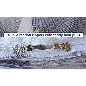 Baby Playpen Mosquito Net with Zippers, Premium Quality by Tedderfield, for Pack ‘n Play Playpens, Strollers, Easy Zip Access to Baby, Drawstring Base, Ideal Portable Bug Netting