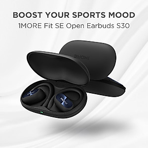 1MORE Fit SE S30 Open Ear Earbuds, Sports Earbuds Split Design with Ear Hooks, Bluetooth 5.3 Headphones with 4 Microphones for Clear Calls, IPX5, 30-Hour Playtime, Wireless Earbuds, Black