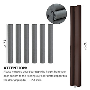 2PCS Under Door Draft Stopper,Twin Door Draft Blocker Weather Stripping Noise Cold Air Blocker Window,Washable,Dust Proof,Removable,Adjustable Door Sweeps 38"(Deep Coffe)