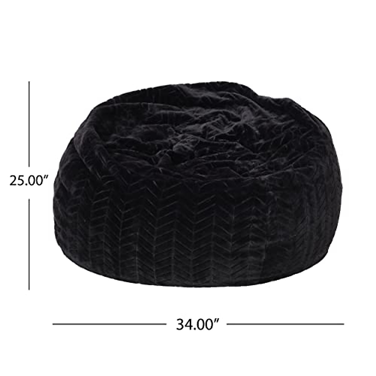 Christopher Knight Home Heavy Metal Inc Meridian Bean Bag Plush Faux Fur Chair | Comfortable and Fun Beanbag for The Whole Family| Non-Spill Memory Foam Filling (Black), Small