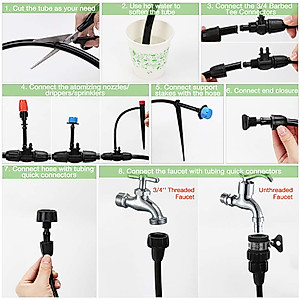 Drip Irrigation System, Garden Watering System Kit, 100ft 3/8" & 1/4" Irrigation Sprinkler System for Lawn Greenhouse, Automatic Drip Irrigation Kits, Watering Equipment for Indoor Outdoor Plants