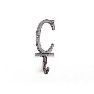 Hampton Nautical Cast Iron Letter C Alphabet Wall Hook 6" - Home Wall Decor - Cast Iron Theme