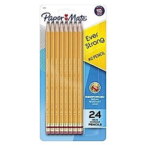 Paper Mate EverStrong #2 Pencils, Reinforced, Break-Resistant Lead When Writing, 24-Pack