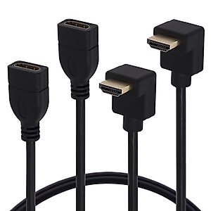 Yeworth [2 Pack 0.95FT High Speed Gold Plated HDMI Extension Adapter Cable, 90 Degree Down Angle A Male to A Female Extension Wire Cord HDMI Extender Cable