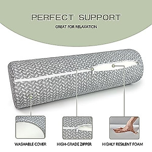 JOYENERGY Cervical Neck Roll Foam Pillow, Round Neck Support for Sleeping, Bolster with Removable Washable Cover, Ergonomical for Neck, Back, Legs, Ideal for Spine and Neck Support (4"x17")