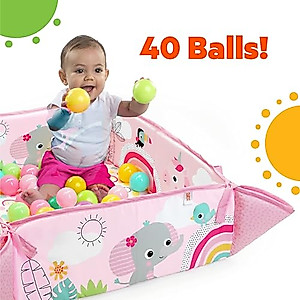 Bright Starts 5-in-1 Your Way Ball Play Baby Activity Play Gym & Ball Pit, Includes 7 Toys, Newborn to Toddler - Rainbow Tropics (Pink)