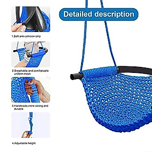 ROPECUBE Kids Swing Seat, Hand-Knitting Toddler Swing, Swing Seat for Kids with Adjustable Ropes, Kids Tree Swing Porch Swing Rope Swing Seat, for Outdoor Indoor, Playground, Backyard(Blue)