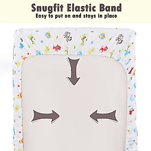 Danica 100% Cotton Fitted Baby Crib Sheet 3 Pack for Baby Boys Girls |Standard Crib and Toddler Mattress Sheets | 28x52 Inch (Animal World)