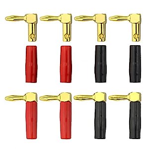 WMYCONGCONG 8 PCS 90 Degree Speaker Banana Plugs Right Angle Screw Type Banana Plug Audio Jack Connectors