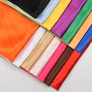 14pcs Solid Color Fat Quarter Sikly Satin Patchwork Fabric for Bundle Quilting Wedding Derss Table Decor,Fashion Crafts Costumes Decorations(18"x20"by 14 Colors)