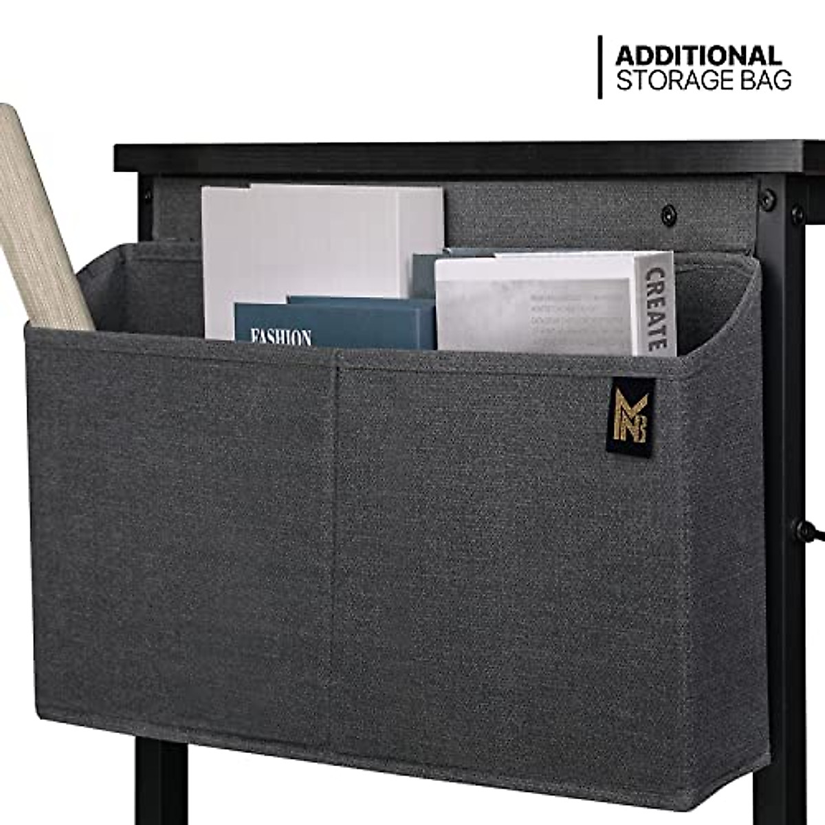 MoNiBloom Computer Desk 55", Simple Style Home Gaming Desk with Storage Bag, Office Writing Workstation- Black