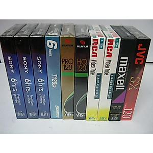 Mixed Lot of 10 New VHS Tapes T120 6HR - Factory Sealed / Shrink-Wrapped Standard Grade or Higher