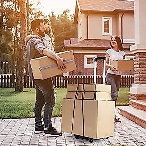 Folding Hand Truck, BOQZ Luggage Cart with Elastic Bungee Rope 4 Wheels Solid Construction Portable Fold Up Dolly Compact Lightweight Utility Cart for Luggage Travel Shopping Moving Office Use