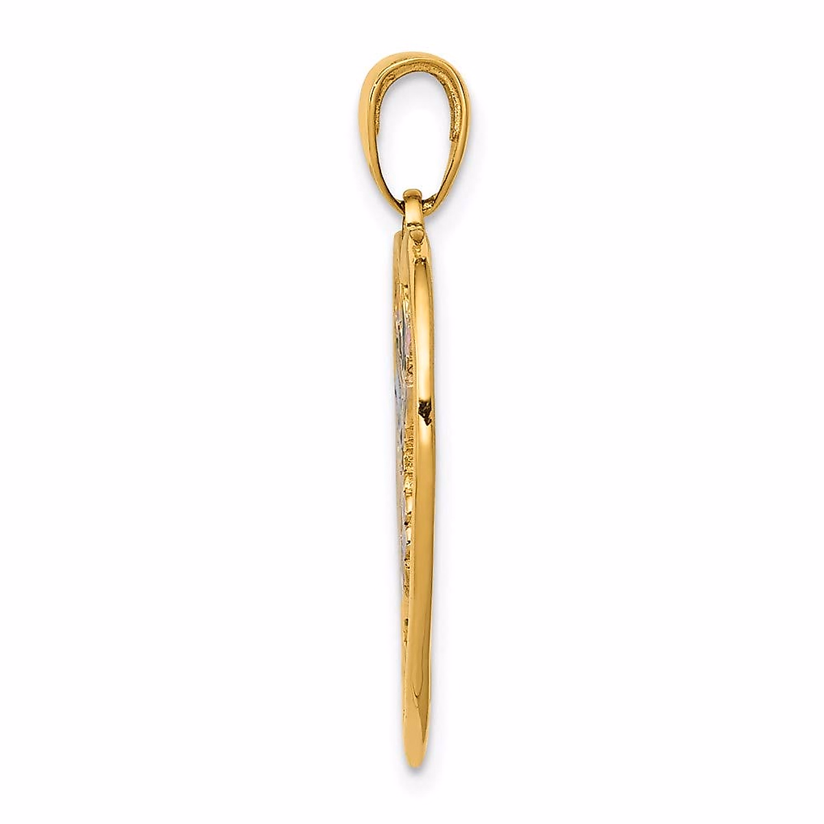 14k Enameled Hummingbird w/Flowers Heart Pendant QYC957