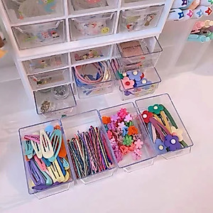 Feadily 2PCS Small Drawer Organizer for Desk, Desktop Drawer Organizer with 9 Clear Drawers, Plastic Desktop Storage Drawers 7.1 Inch x 3 .9 Inch x 4.7 Inch, White