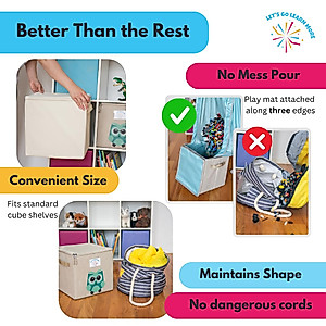 Let's Go Learn More Toy Storage Box with Play Mat for Kids | Toy organizer and storage bin with foldable play mat for building bricks, magnets, blocks, little cars, dolls
