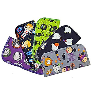 1 Ply Printed Flannel 9x9 Inches Little Wipes Set of 5 Fun Characters Halloween