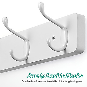 OUTNILI Heavy Duty Coat Rack Wall Mount - White Coat Hooks Wall Mounted for Sunglasses Jackets Hats Purse Dog Leashes Towels - Coat Hanger for Entryway Closet Mudroom Laundry Room Bathroom