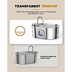 SOOFPET Cat Water Fountain with Water Level Window, 108oz/3.2L Water Fountain for Cats Inside, Stainless Steel Pet Water Fountain Dog Water Dispenser, Faucet Shape, Quiet Pump, for Dogs and Cats