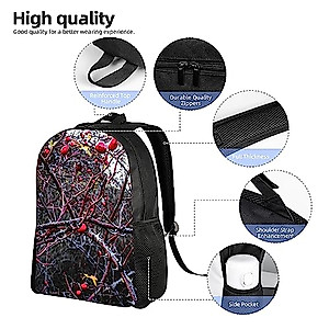 QQLADY Rose Hip Plant Berries Travel Backpack for Women Men Carry On Backpack Waterproof 15.6inch Laptop Backpack Hiking Casual Bag Backpack