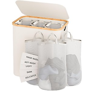 Laundry Hamper With Lid, 160l Clothes Hamper For Laundry Basket 3section, Large Laundry Hamper With Removable Bags Foldable Laundry Basket Organizer For Bedroom,Laundry Room, Dirty Clothing Hamper