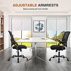 Office Chair, Desk Chair, Ergonomic Home Office Desk Chairs, Computer Chair with Flip up Armrests, Mesh Desk Chairs with Wheels, Office Desk Chair, Mid-Back Task Chair with Ergonomic Lumbar Support