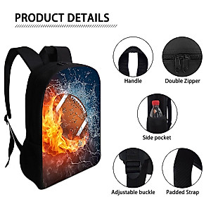Bookbag Basketball Backpack 17 Inch Black Studuent Bag for Kids Boys Mens (football bacckpack)