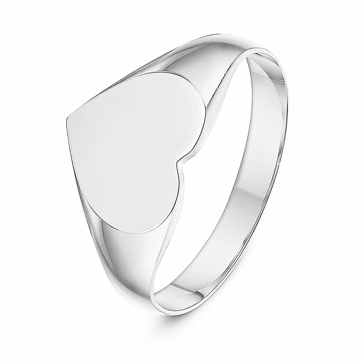 LANDA JEWEL Ladies Sterling Silver Heart Shape Medium Weight Polished Signet Ring 8x11mm (7.5)