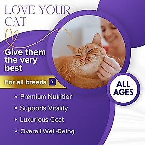 Royal Whiskers Vitality Gold: Feline Health Chews - Omega 3,Taurine,CoQ10, & Biotin Rich - Vet-Formulated for Cell,Heart,Brain, Vision Wellness - 90 (3g) Chews, Made in USA