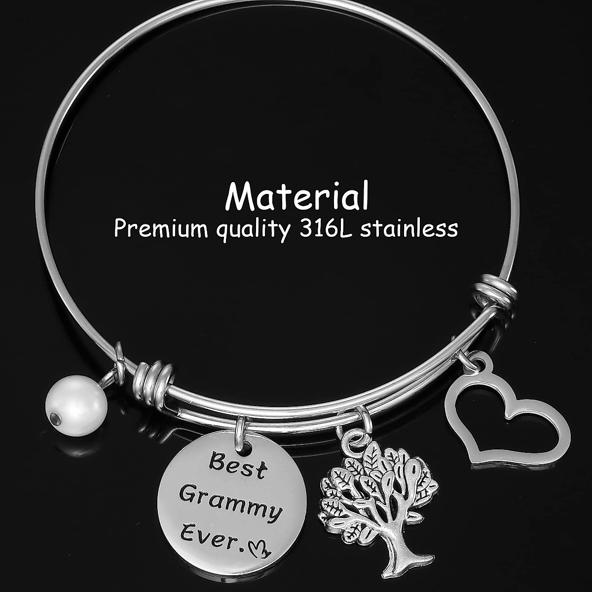 HUTIMY Grammy Bracelet Gifts for Grandma Grammy Jewerlry for Women Worlds Best Grammys Engraved Best Grammy Ever Bracelet