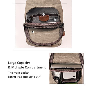 KL928 Canvas Sling Bag Crossbody Backpack Shoulder Casual Rucksack for Men Women