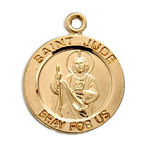 The Christian World Patron Saint Jude Gold Over Sterling silv. Religious Medal Pendant Necklace vbn-fh-6158