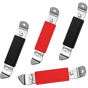 Magnetic Bottle Openers Classic Stainless Steel Beer Punch Opener Can Tapper Bottle Opener with Magnet for Refrigerator Camping and Traveling (Red, Black,4 Pieces)