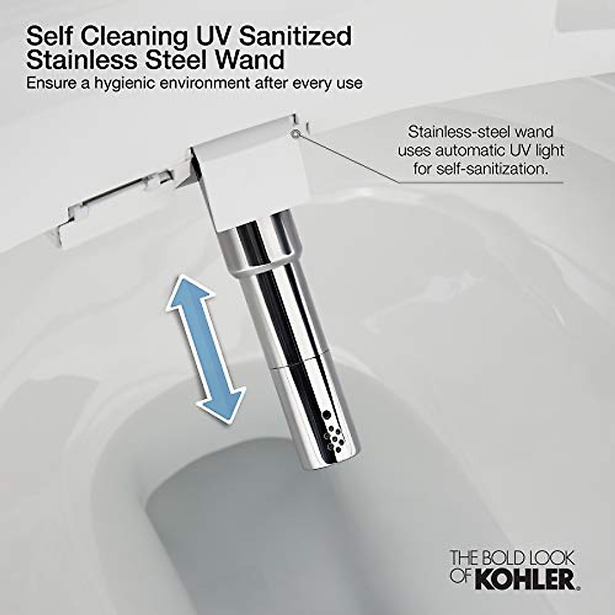 KOHLER 27142-CR-0 PureWash E700 Elongated Heated Bidet Toilet Seat with Remote Control, Bidet Warm Water, Adjustable Bidet Sprayer for Existing Toilets, White