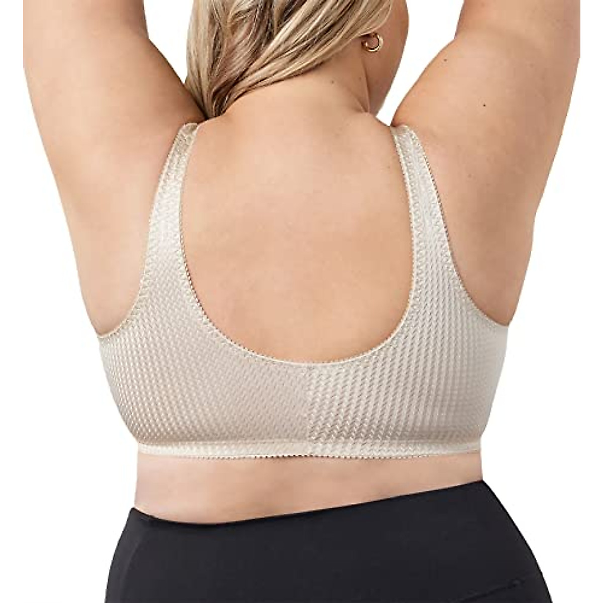 Leading Lady Marlene Front-Closure Wireless Leisure Bra - Comfortable Plus Size Bras For Women (Beige)