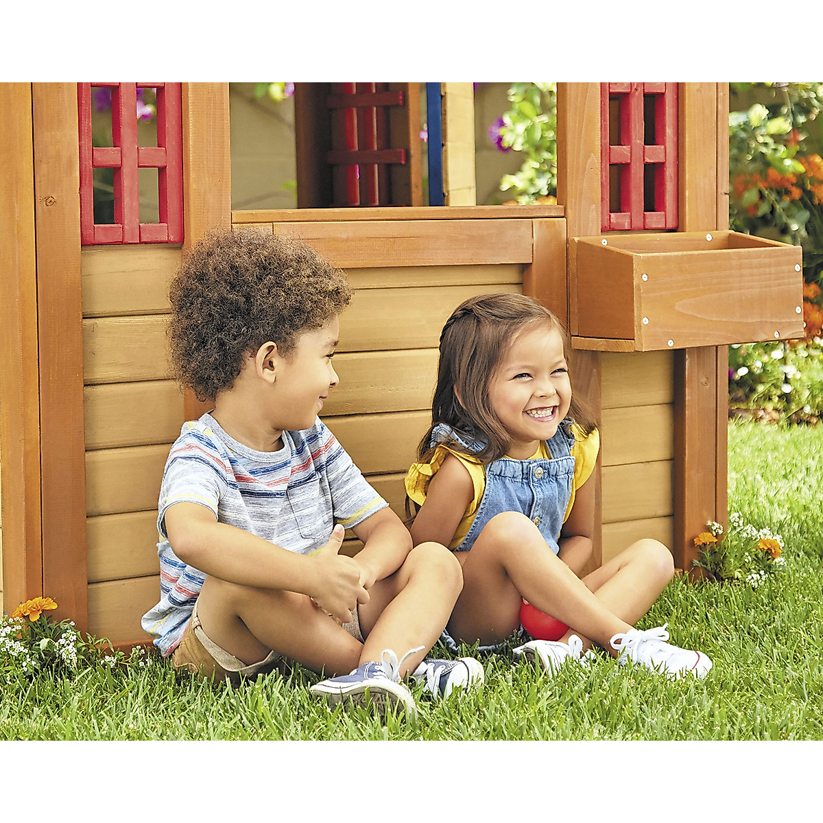 Little Tikes Real Wood Adventures 5-in-1 Game House, Outdoor Wood Game Playhouse for All Kids, Boys and Girls Ages 3+