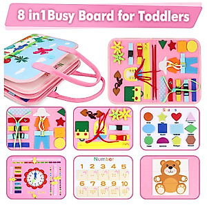 Busy Board for 1 Year Old Baby Busy Board for Toddlers 2-4 Montessori Toddler Busy Board Sensory Toys for Toddlers 1-3 Quiet Busy Book for Toddlers 1-3 Airplane Travel Montessori Toys for 2 Year Old