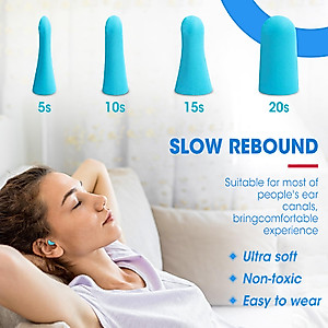 AZEN 100 Pairs Ear Plugs Bulk, NRR 32dB Soft Foam Ear Plugs for Sleeping Noise Cancelling, Earplugs for Concerts Shooting Swimming Noise Reduction (Lake Blue)