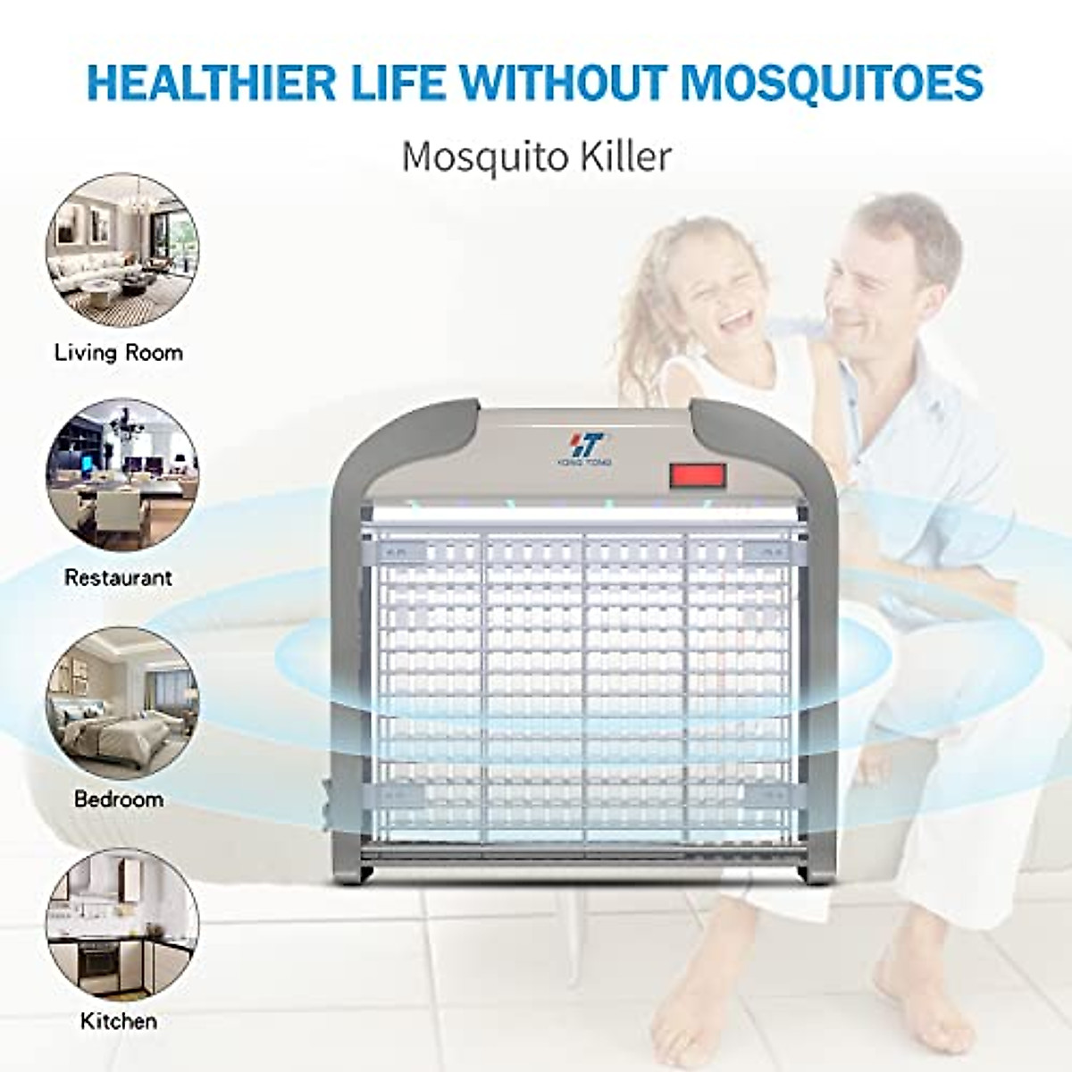YONGTONG Fly Magnet Indoor High-Powered 3800V Electric Mosquito Killer, Pest Control Bug Zapper with 16 LED Lights for Moth, Wasp, Fly, Lamp for Households, Commercial Kitchen, Office, Restaurant (S)