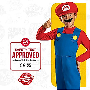 Disguise Nintendo Super Mario Bros DISK73689L Classic Costume, (Small 4-6 years), Red, Blue