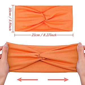FEQO 21 Pieces Stretchy Headbands for Women Twist Headband Wide Turban Headband Elastic Fabric Headband Colorful Hair Wrap Workout Sport Yoga Headbands