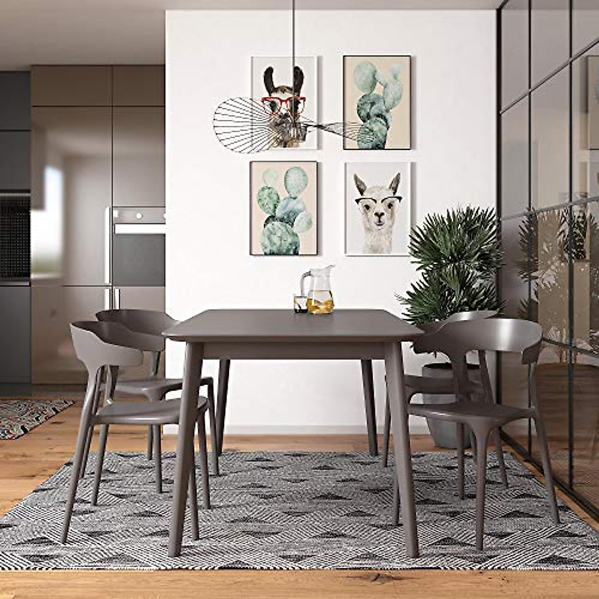 Novogratz Poolside Collection, Felix Stacking Dining Chairs, Indoor/Outdoor, 4-Pack, Charcoal