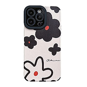 Cute Flower Painting Phone Case for Apple iPhone 14 Pro Max Protecitve Cover Fashion Leather Silicone Shockproof Cover Compatible with iPhone 14 Pro Max 6.7 inch - Beige