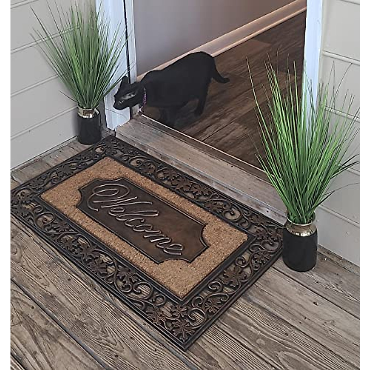 A1HC Natural Coir and Rubber Door Mat, 38x23, Thick Durable Doormats for Indoor Outdoor Entrance, Heavy Duty, Thin Profile Door Mat, Easy to Clean, Long Lasting, Front Door Entry Doormat