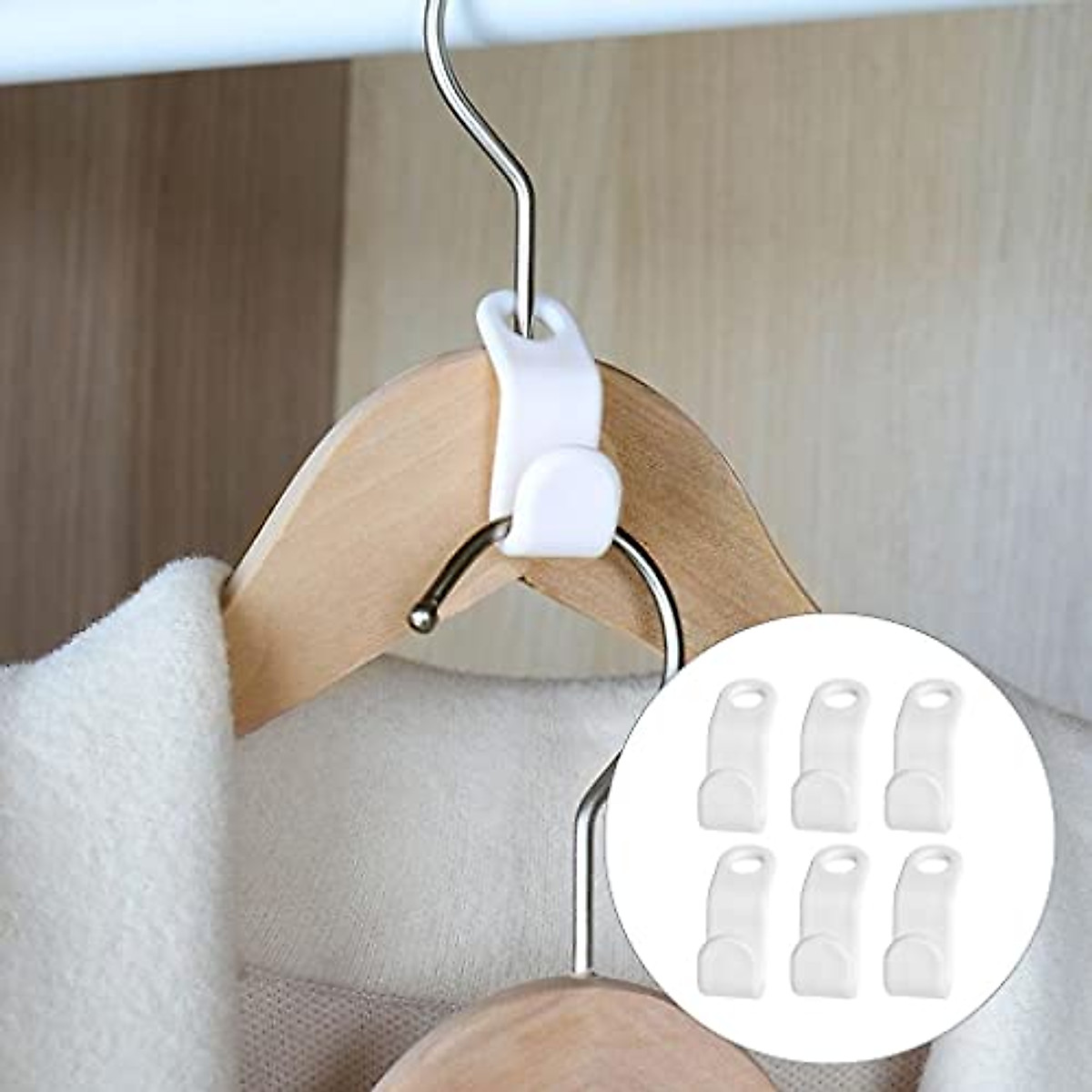 Prettyia 6X Heavy Duty Clothes Hanger Connector Connection Hook, Closet Space Saving Outfit Hangers Extender Clips Flocking Coat Hanger Extend Hook