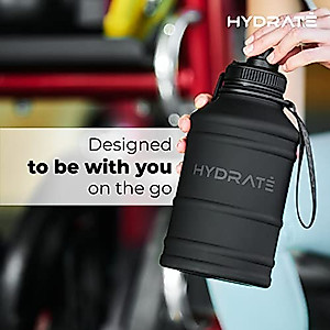 HYDRATE 74 Oz Stainless Steel Water Bottle - BPA Free Metal Water Bottle for Gym, Exercise - Water Jug with Convenient Nylon Carrying Strap and Leak-Proof Screw Cap Water Bottles for Men, Women, Adult