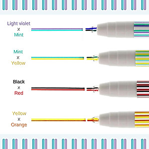 SUN-STAR Two Color Line Pen Twiink,C Set, Different 4 Colors Pattern Set, Water-Based Paint Pen, (Mint x Light Violet, Yellow x Mint, Red x Black, Orange x Yellow)