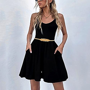 E-Clover Womens Fashion Metal Stretch Waist Skinny Belt Waistband (Style7)